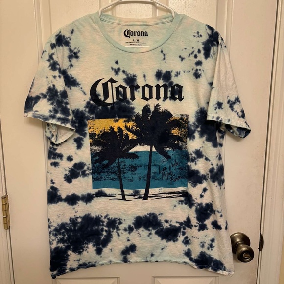Corona | Shirts | Corona La Vida Mas Blue And White Tie Dye Tropical ...